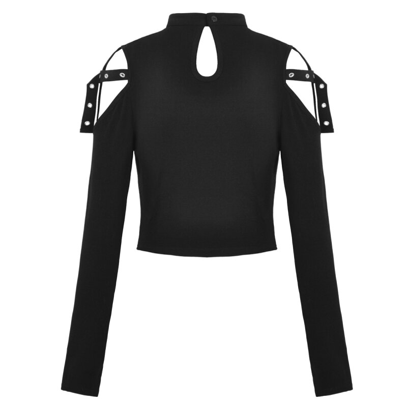Long sleeve punk shirt with cut-outs and straps | BOUDOIR NOIR