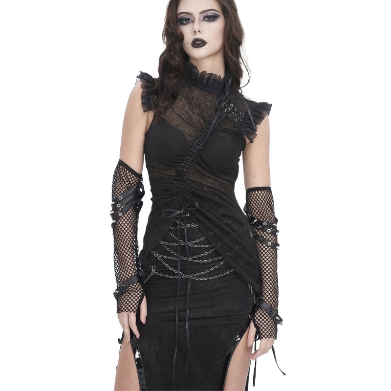 Devil Fashion long mesh sleeves with straps | BOUDOIR NOIR