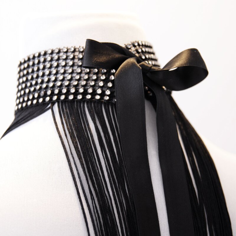 Rhinestone Choker Bling-Bling with Fringes | BOUDOIR NOIR