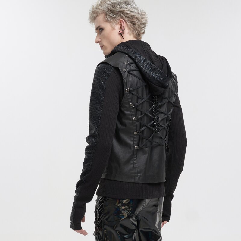 Devil Fashion Leatherette Waistcoat with Chain Spine